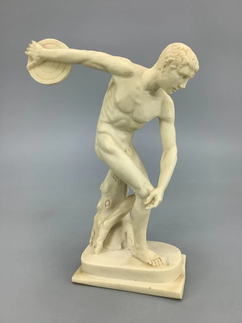 VINTAGE ALABASTRINE DISCOBOLUS Discus Thrower Greek Roman Statue ...