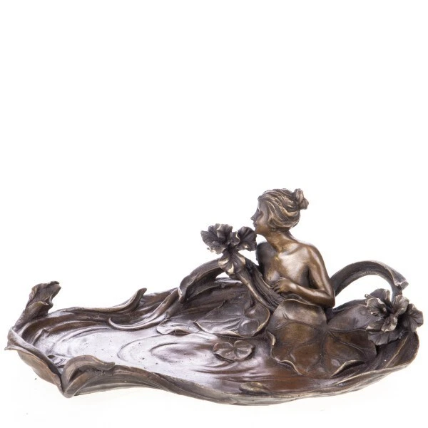 ART NOUVEAU BRONZE figure bathing woman with water lilies Vintage EUR ...