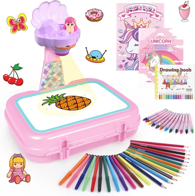 GIRLS DRAWING PROJECTOR for Kids Ages 3-5 Arts and Crafts Kit with 72 ...