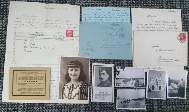 ORIGINAL GERMAN WW2 Bundle/lot Soldiers letters. Photos Death Card. Pre ...