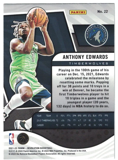 2022-23 PANINI REVOLUTION Anthony Edwards Minnesota Timberwolves #22 ...