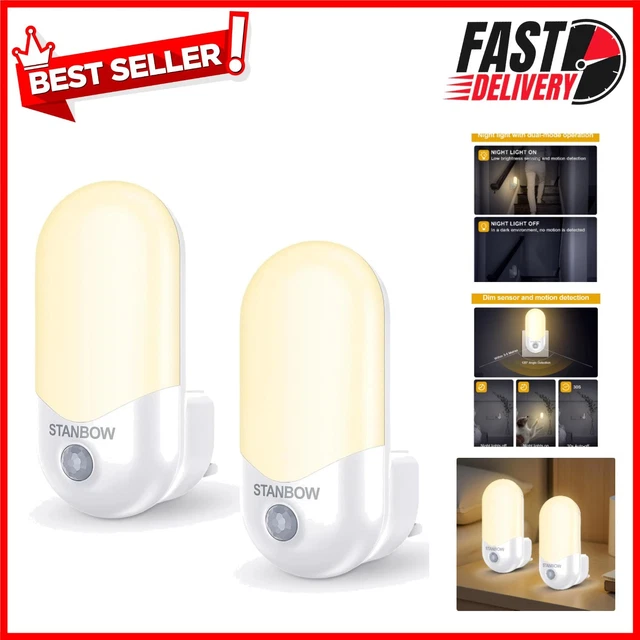 ENERGY-EFFICIENT PLUG-IN NIGHT Light - 2 Pack with Motion Sensor & Warm ...