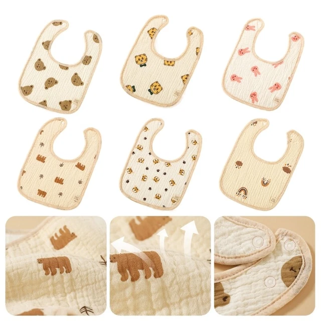 INFANT TEETHING BIB Mouth Wipe Cloth Absorbent Burp Cloth 6-layer ...
