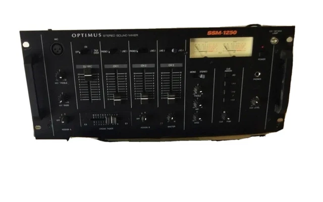 VINTAGE OPTIMUS SSM-1250 ~ 3 Channel Stereo Sound Mixer Rack Mount DJ ...