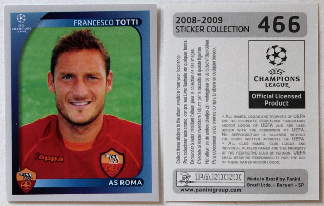 PANINI STICKER CARD Francesco Totti Nr. 466 Champions League 2008/2009 ...