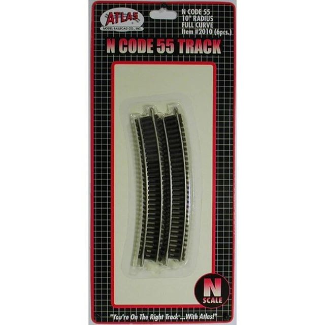 ATLAS N SCALE ~ New 2024 ~ Code 55 Track ~ 10″ Radius Curve (6 Pieces ...
