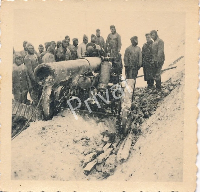 PHOTO WK II Wehrmacht Soldats Canon Tube D'Artillerie Hiver Russie L1 ...
