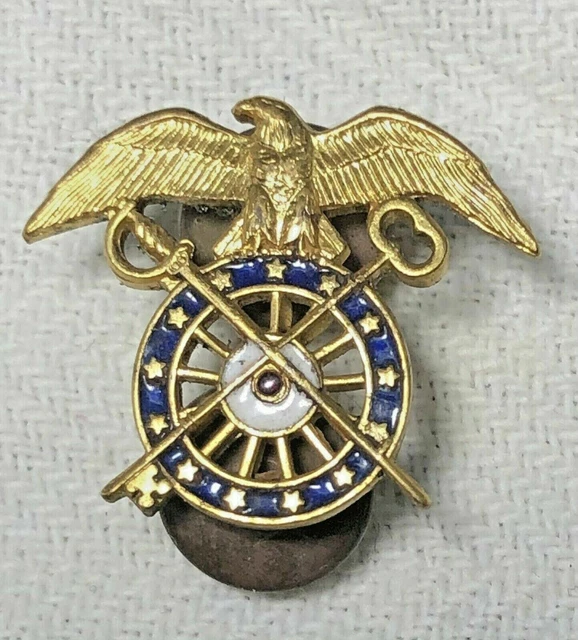 VINTAGE WWII EAGLE Crossed Sword Key Blue Enamel Quartermaster Utica ...
