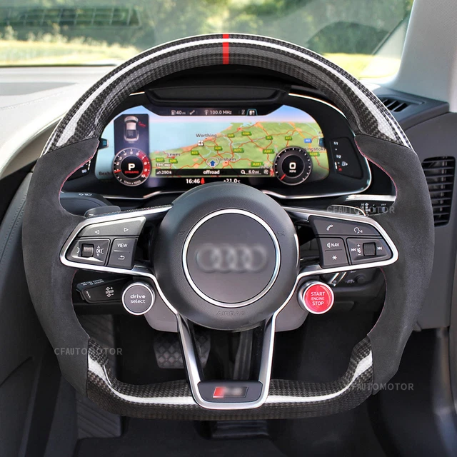 REAL CARBON FIBER Sport Alcantara Leather Steering Wheel Fit 16+ Audi ...