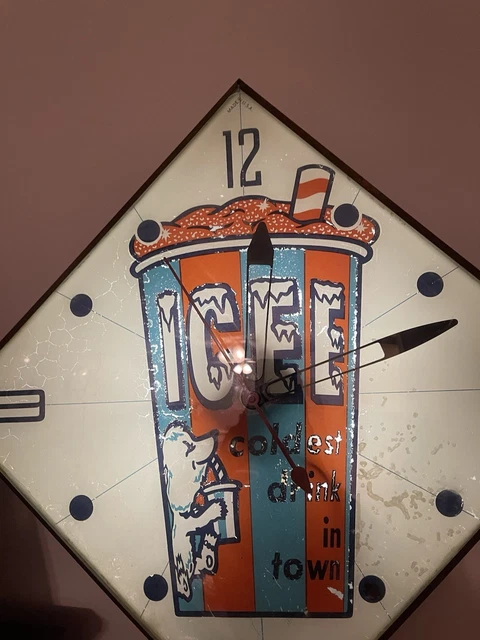 VINTAGE ICEE BEAR Pam Clock Lights Up And Works. Look At Photos For ...