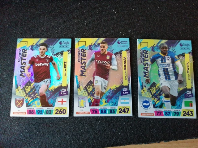PANINI 2022-2023 three midfield master cards Buendia, Mwepu and Declan ...
