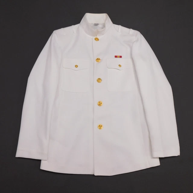 US NAVY OFFICER Choker 40 R White Service Dress Military Uniform Jacket ...