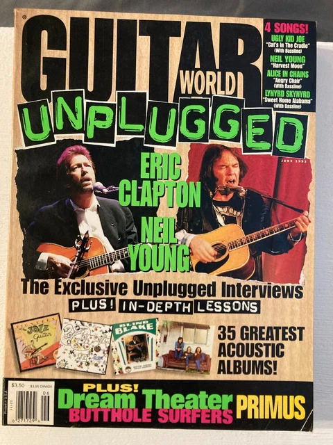 GUITAR WORLD MAGAZINE June 1993 ERIC CLAPTON NEIL YOUNG UNPLUGGED £10. ...