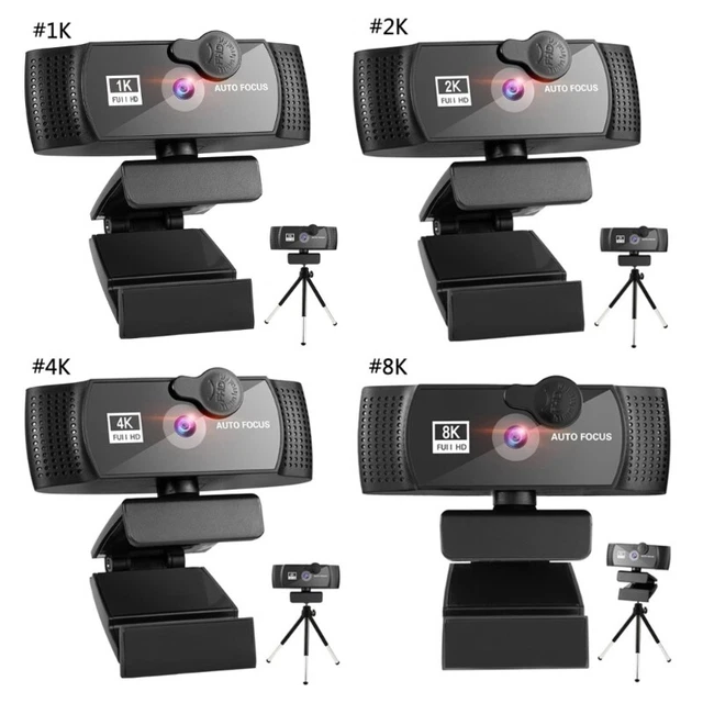 WEBCAM 1K/2K/4K/8K COMPUTER PC Webcamera Built-in Mic＆Cover＆Tripod for ...
