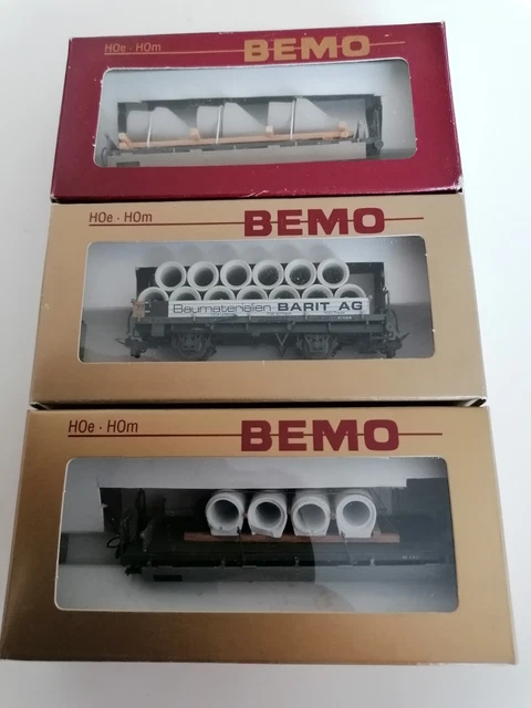 LOT DE 3 wagons bemo avec chargements( de fabrication artisanal ...