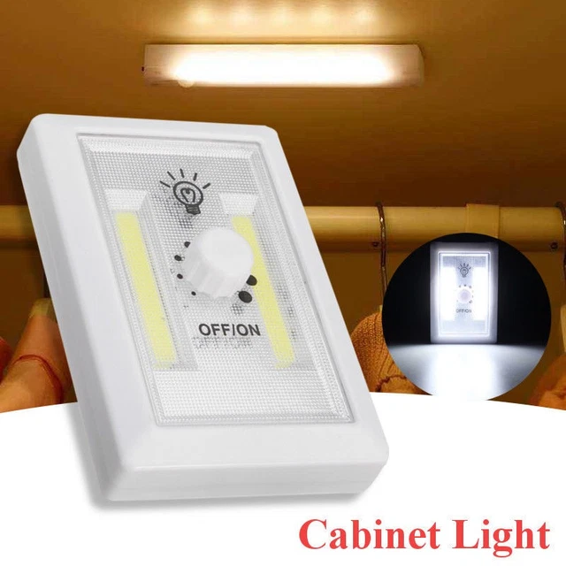 COB LED CORDLESS Switch Light Brightness Adjustable Closet Night Lamp ...