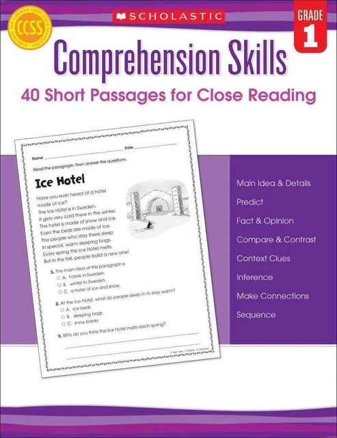 COMPREHENSION SKILLS: 40 Short Passages for Close Reading: Grade 1: 40 ...
