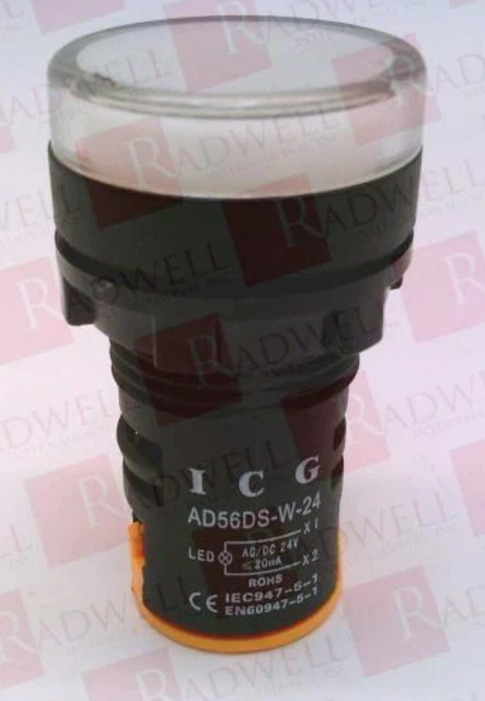 ICG - AD56DS-W-24 - 24v 22mm LED Panel Pilot/Indicator lamps White Lens ...