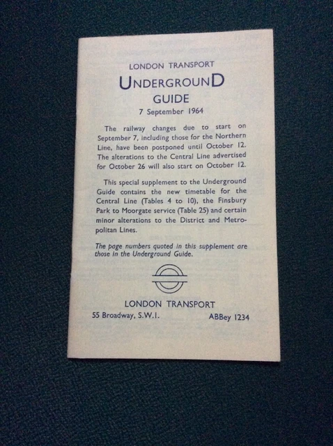 LONDON TRANSPORT - Underground Guide - 7 September 1964 - changes to ...