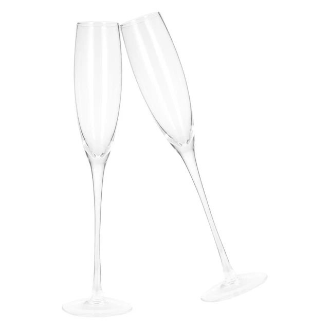 2 PCS GLASS Cups Crystal Wedding Toasting Flutes Stemmed Glassware $41. ...