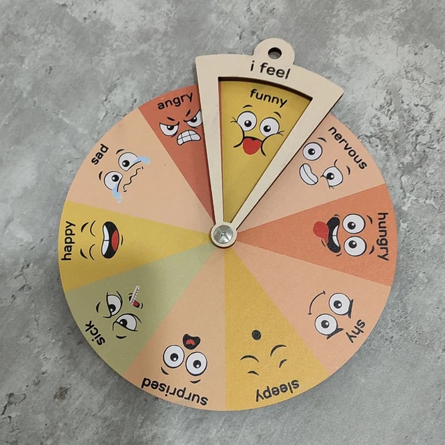 KIDS WOODEN EMOTION Wheel Management Spinner Feelings for Emotional ...