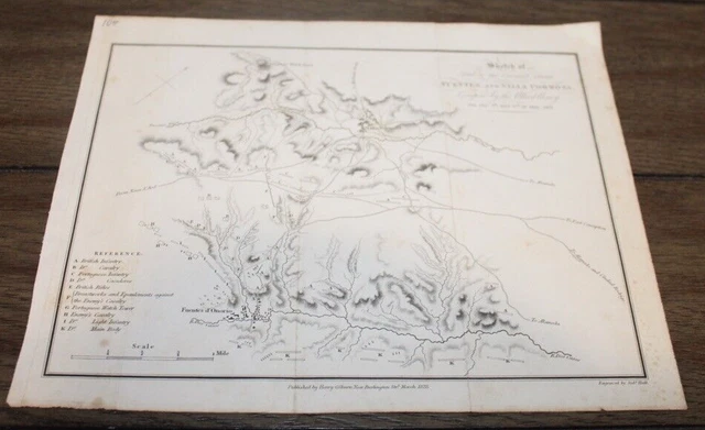 ANTIQUE BATTLE MAP PENINSULAR WAR 1812 Fuentes, And Villa Formosa £14. ...
