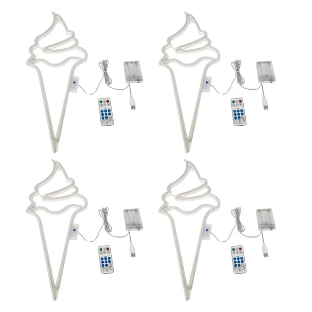 ICE CREAM NEON Sign Lights 8 Light Modes Wall Hanging Decor Outdoor £15 ...