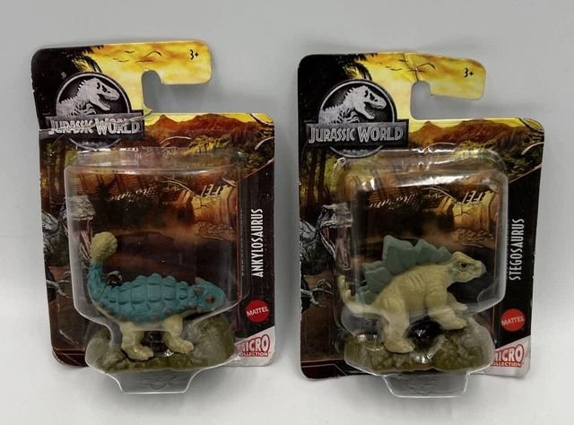 JURASSIC WORLD ANKYLOSAURUS & Stegosaurus Micro Collection Mattel New ...