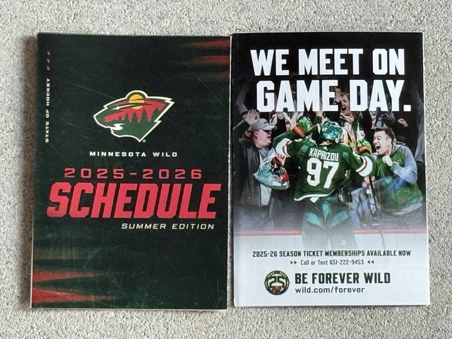 2025 - 2026 Minnesota WILD Summer pocket schedule edition NHL $1.81 ...