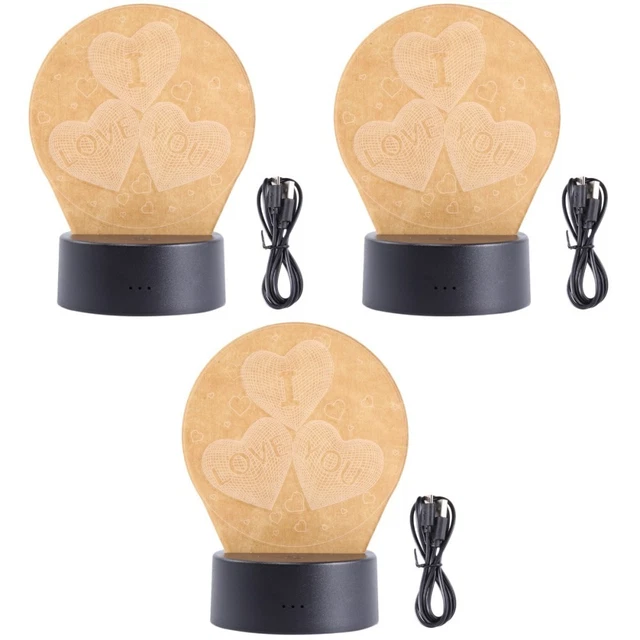 3 COUNT SOUVENIR Night Light Lights for Adults Heart Tree Table Lamp ...