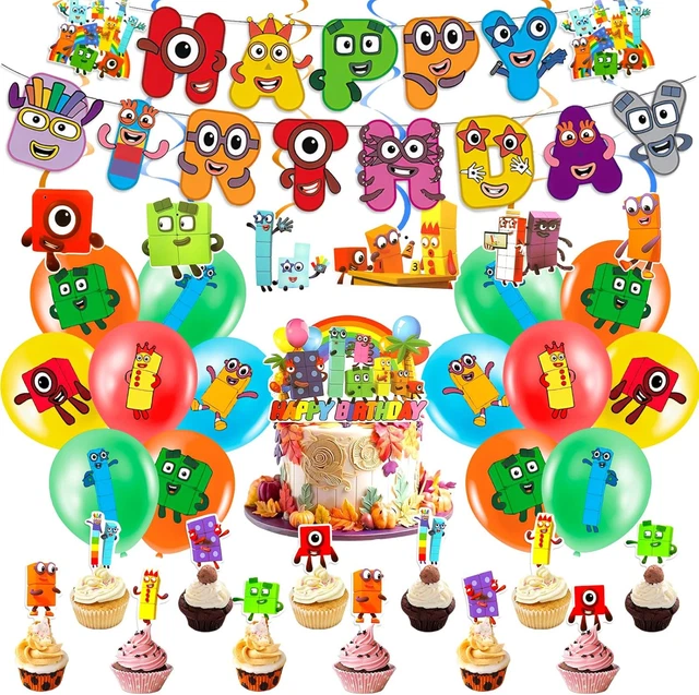 40PCS NUMBER BIRTHDAY Decorations, Blocks Party with Banner, Latex ...