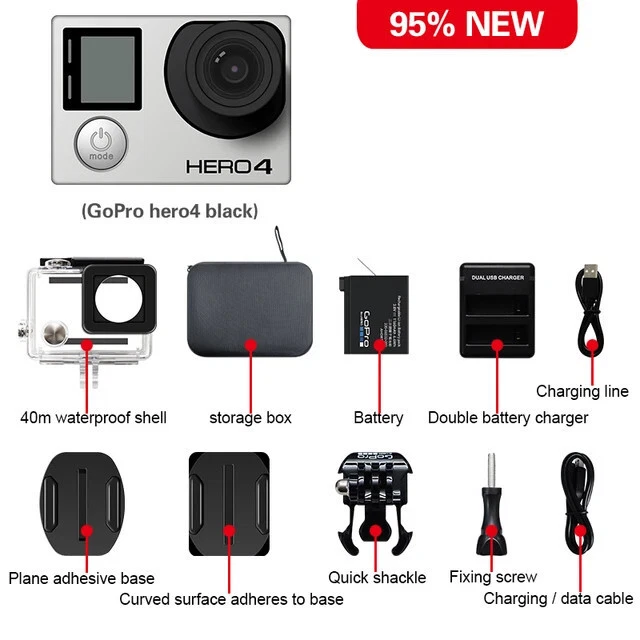 GOPRO HERO4 NEGRO 4k30 marcos UltraHD impermeable cámara de acción 12MP ...