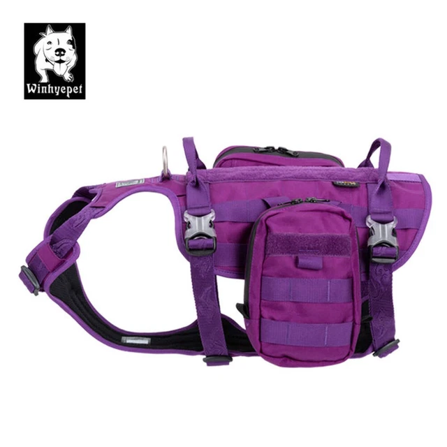 WHINHYEPET MILITARY DOG Harness Backpack Purple M Tactical Training ...