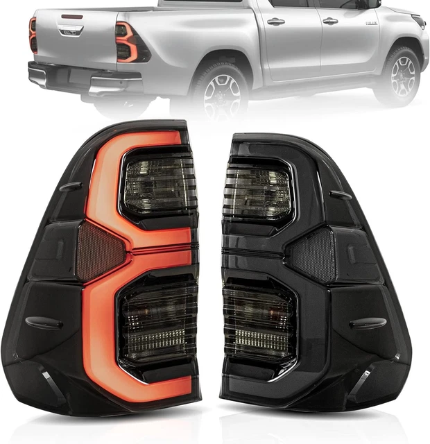 PAIR LED SMOKED Tail Lights For Toyota Hilux 2015-2020 2019 Rear Lamps ...