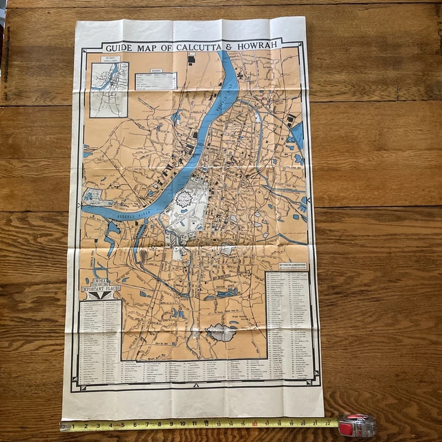 GUIDE MAP OF CALCUTTA & HOWRAH ORIGINAL Circa 1950 £538.67 - PicClick UK