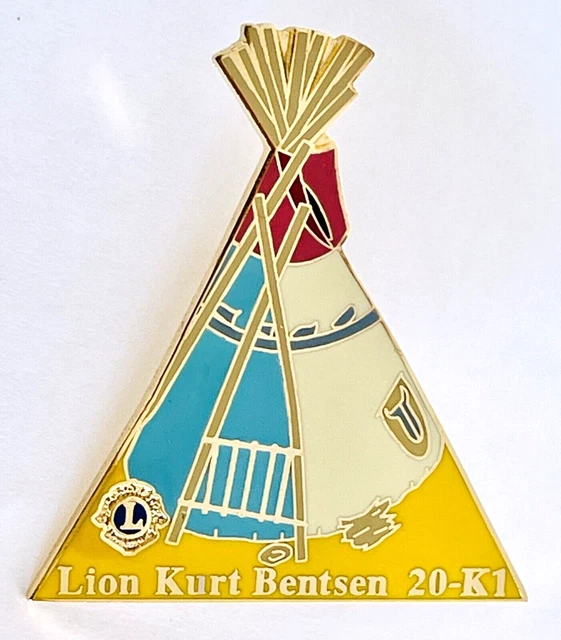 NATIVE AMERICAN INDIAN TEEPEE, TIPI, TEPEE pin badge brooch ~ USA LIONS ...
