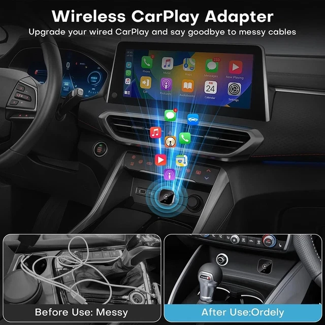 2025 USB WIRELESS CarPlay Adapter For iPhone Apple Wireless Dongle Plug ...