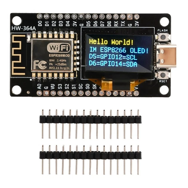 NODEMCU ESP8266 DEVELOPMENT Board, Serial Wi-Fi Module CH340G with 0.96 ...