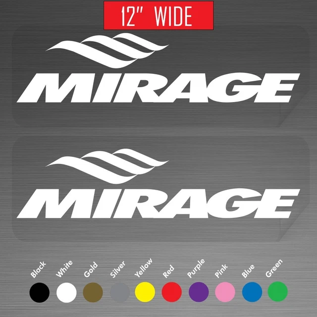 12& MIRAGE BOAT Outboard Motor Marine Decals Vinyl Stickers Pair Set of ...