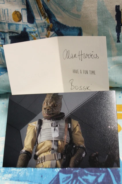 STAR WARS AUTOGRAPH SIGNED Alan Harris ESB Bounty Hunter BOSSK ...