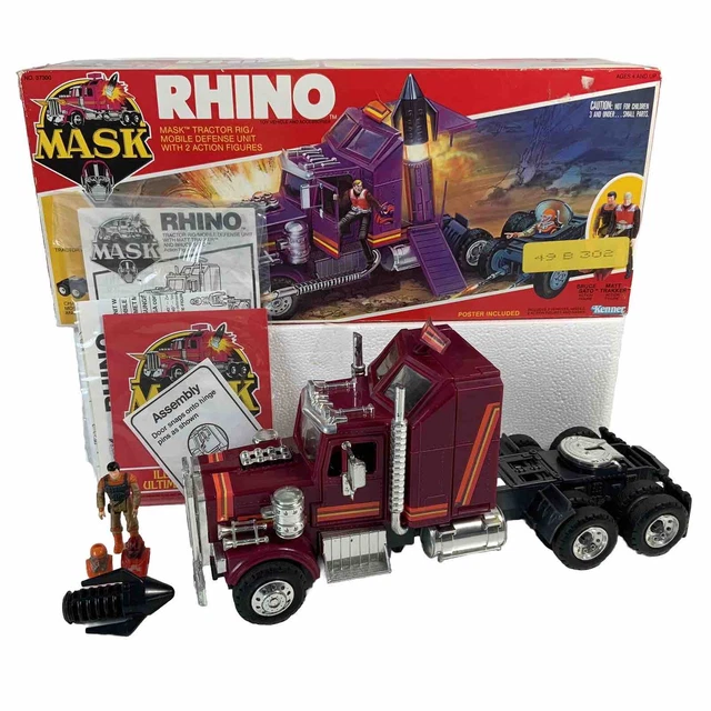 VINTAGE 1980’S KENNER MASK Vehicle - Rhino Tractor Rig + Figures Inner ...