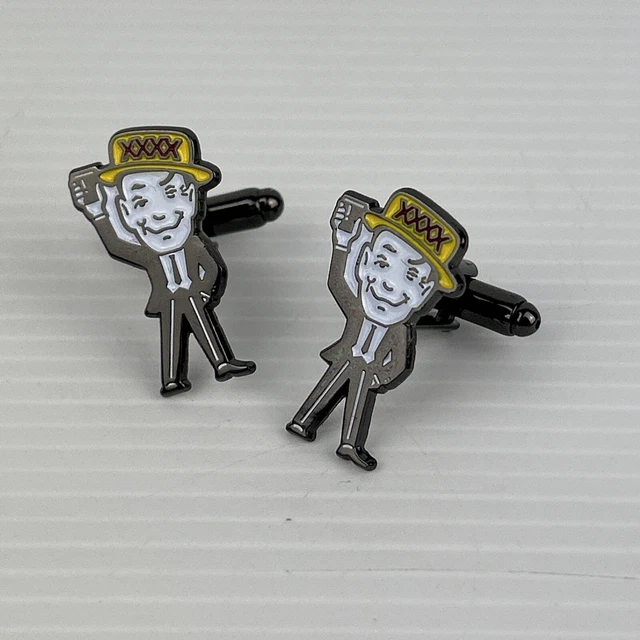 MR FOUREX ENAMEL Cuff Links XXXX Beer Black Gold Queensland New $16.50 ...