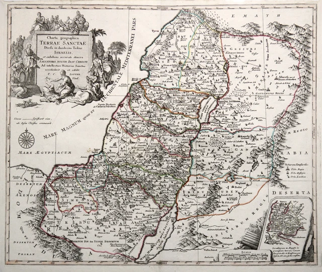 HOLY COUNTRY ISRAEL Palestine Original Copperplate Map Prowler 1757 £ ...