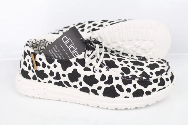 HEY DUDE WENDY Milky Way Cow Print Size 7 Black White £44.68 - PicClick UK
