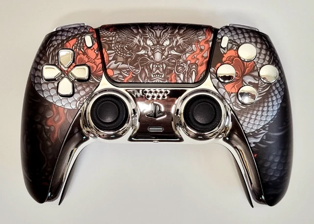 CONTROLLER DUALSENSE PS5 personalizzato - Design Dragon nero e argento ...