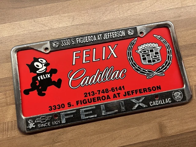 VINTAGE DEALERSHIP LICENCE Plate USA Surround Felix Chevrolet Cadillac ...