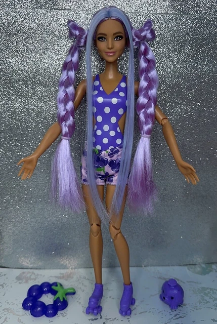 BARBIE COLOR REVEAL Pop Fizz Grape Doll COMPLETE Purple Hair Restyled ...