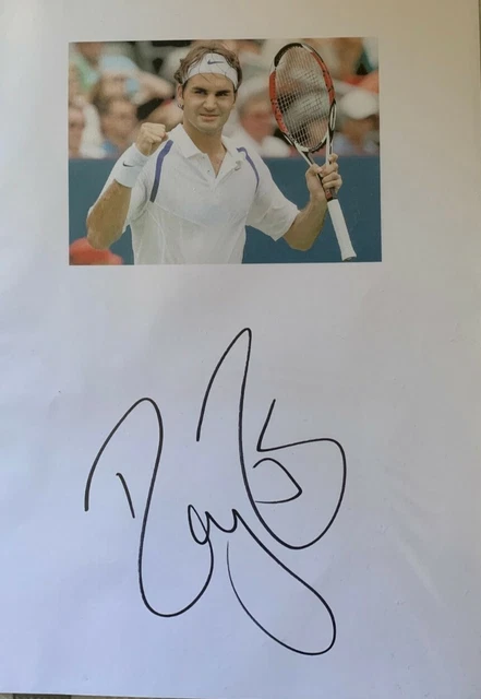 ROGER FEDERER HANDSIGNIERTES Foto Wimbledon Tennis Autogramm Roland ...