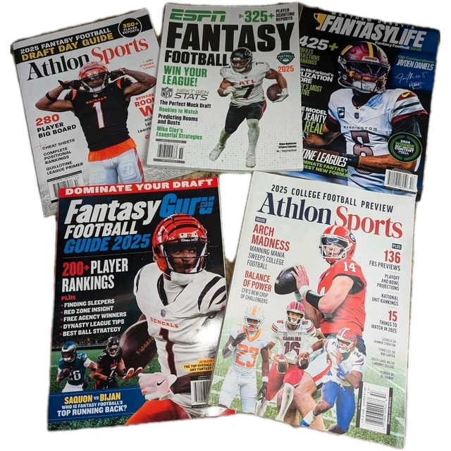 FANTASY FOOTBALL MAGAZINE 2025 Guru ESPN Athlon Sports LOT Draft Picks ...