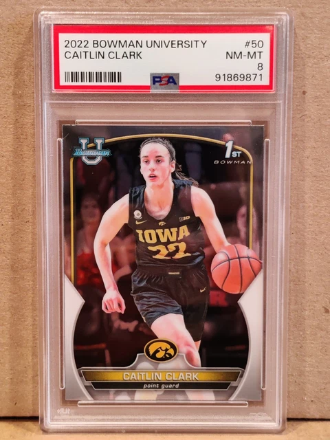 CAITLIN CLARK IOWA Hawkeyes Indiana Fever 2022 Bowman U #50 Psa 8 Nmmt ...